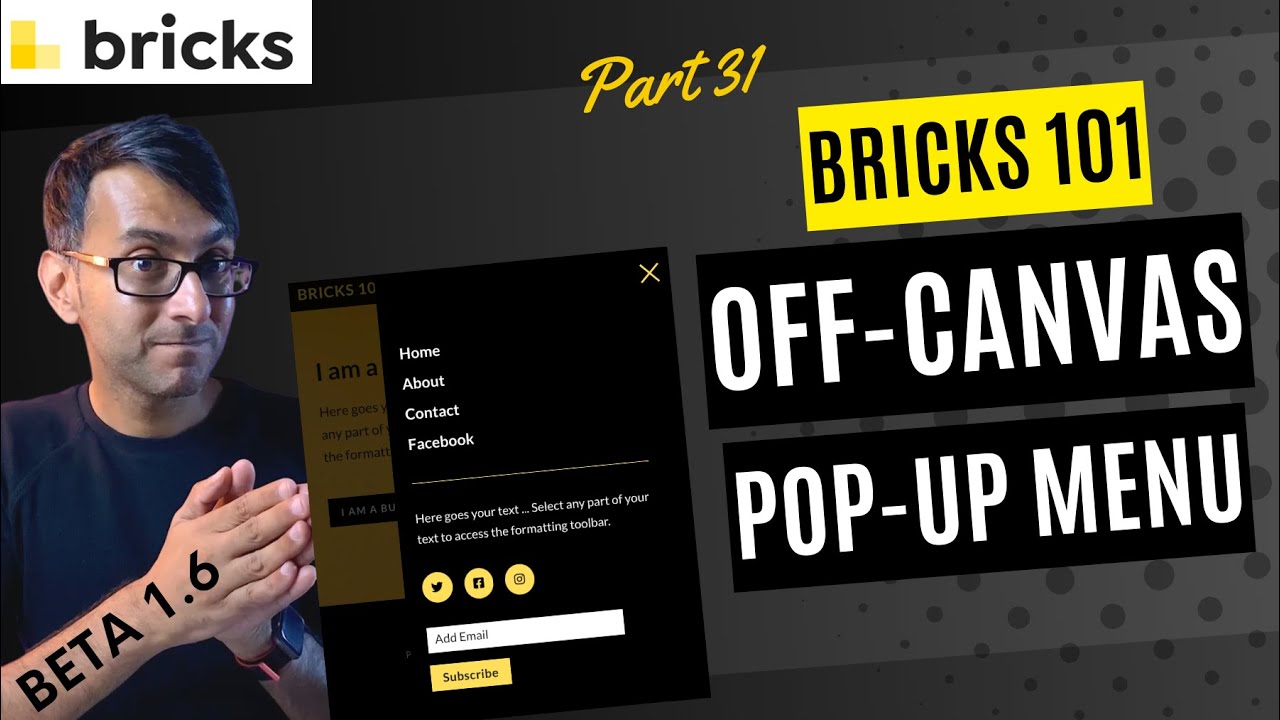 Bricks 101 - Part 31 - Off-Canvas Pop-Up Menu using Bricks Builder 1.6 BETA & Interactions - # ...