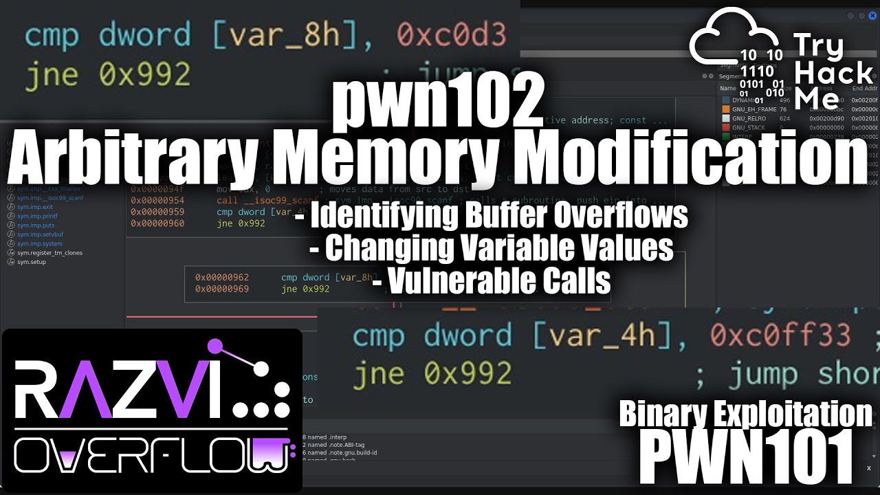 Buffer Overflow To Modify Variable Values Pwn102 Pwn101 Tryhackme 0590