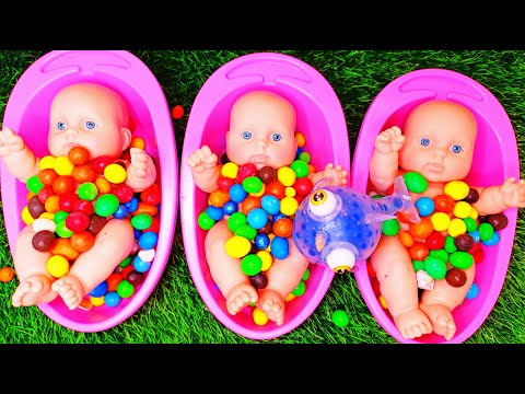 Full of 3 Rainbow Bathtub's Candy with M&M's Magic slime Asmr Video
