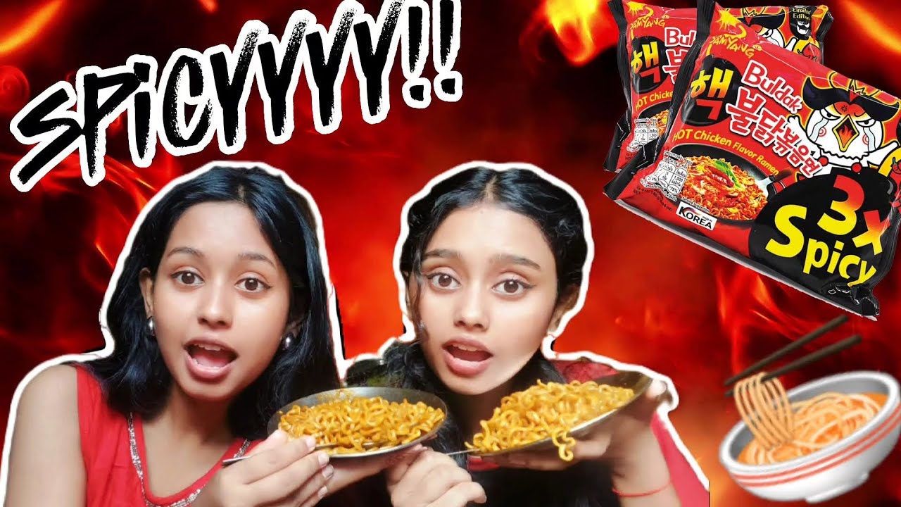 we tried spicy ramen |3x spice|buldak ramen| deedesk |#ramen #red# ...