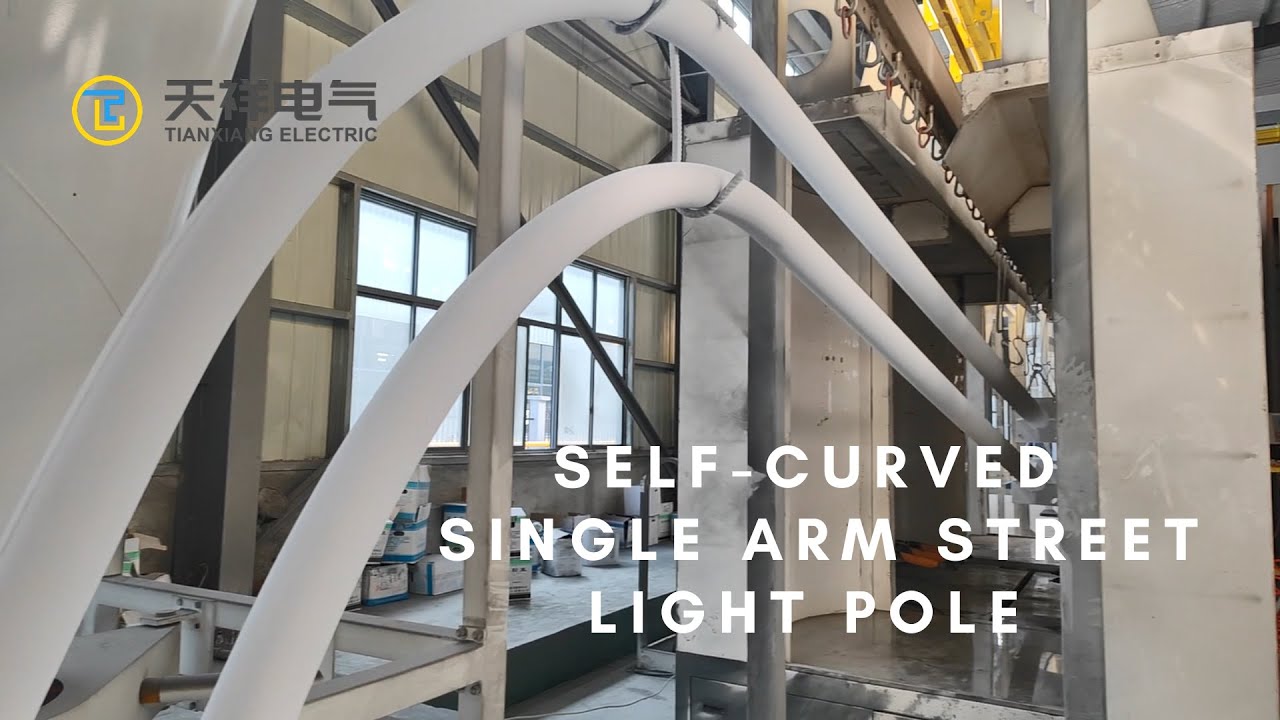 Curved single arm street light pole production - YouTube
