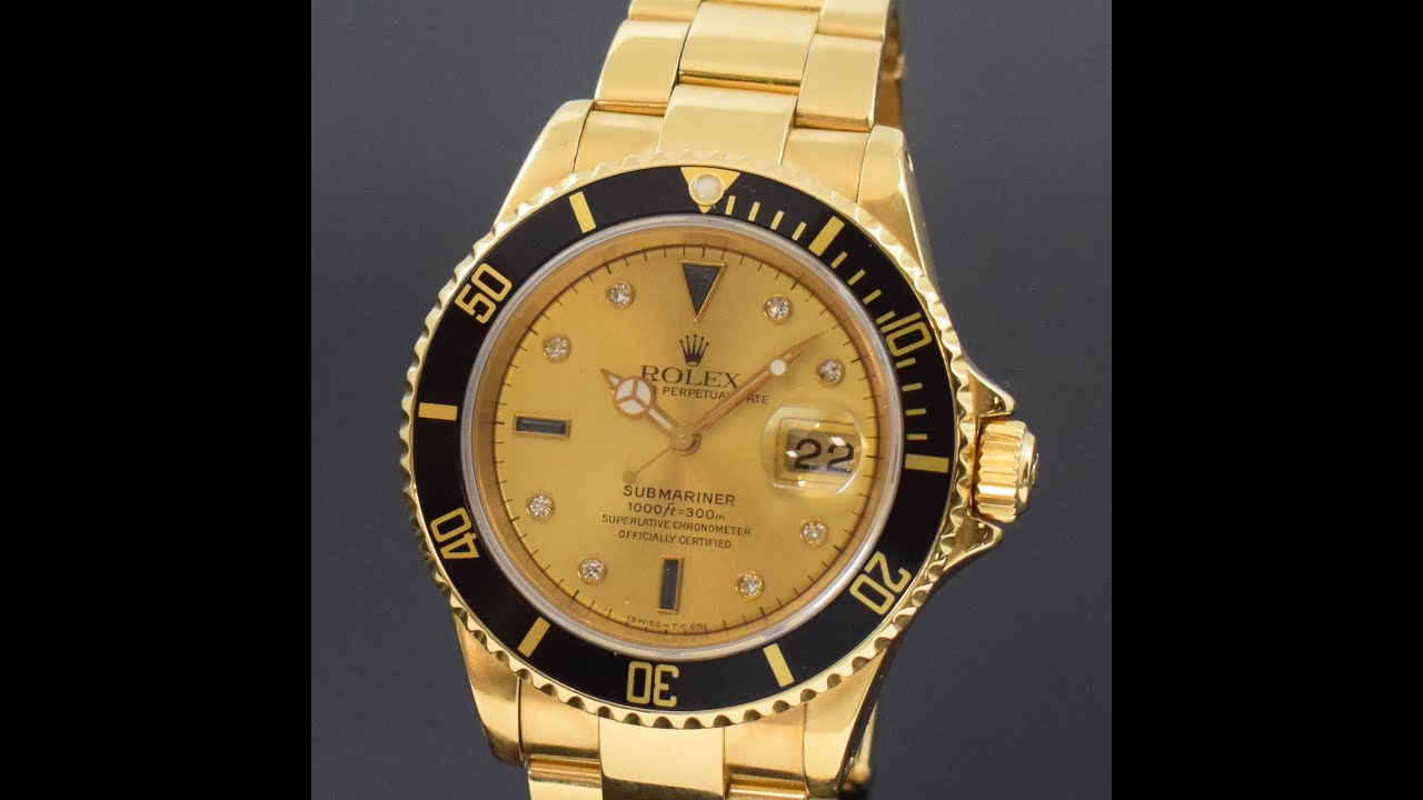 Rolex vintage 18k gold Submariner Date with Sultan dial reference 16618 ...