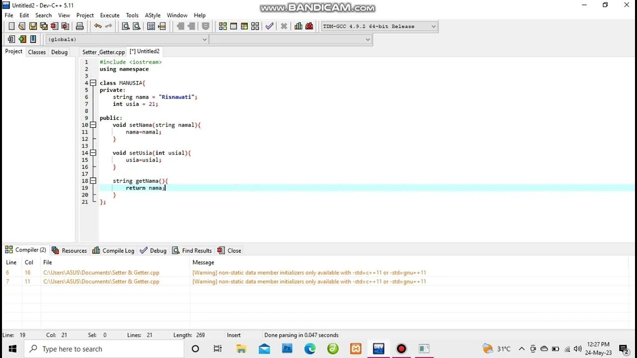 Tugas Setter & Getter - YouTube