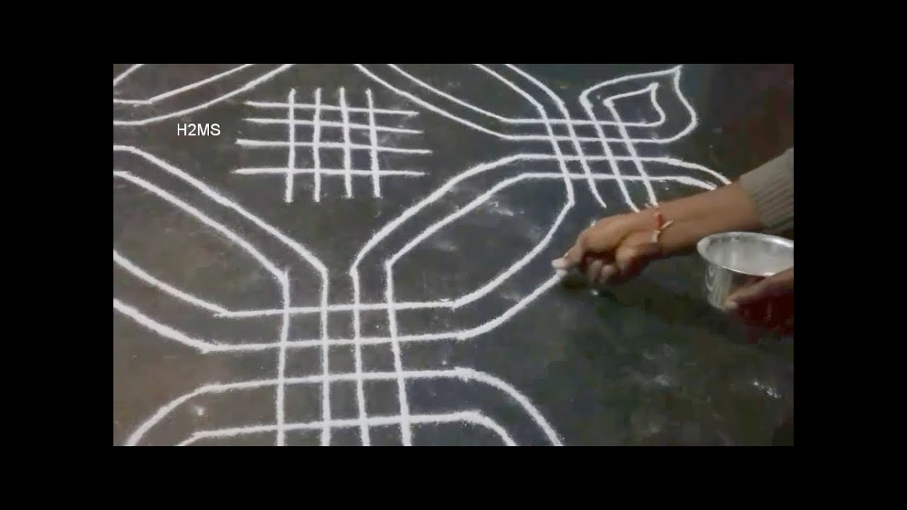 How to make simple rangoli infront of sill ,very easy straight line ...