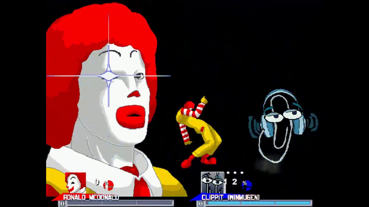 {MUGEN Smash} Ronald (Donalddesu) [Me] vs Clippy [LvL 8 (MAX) AI] - YouTube