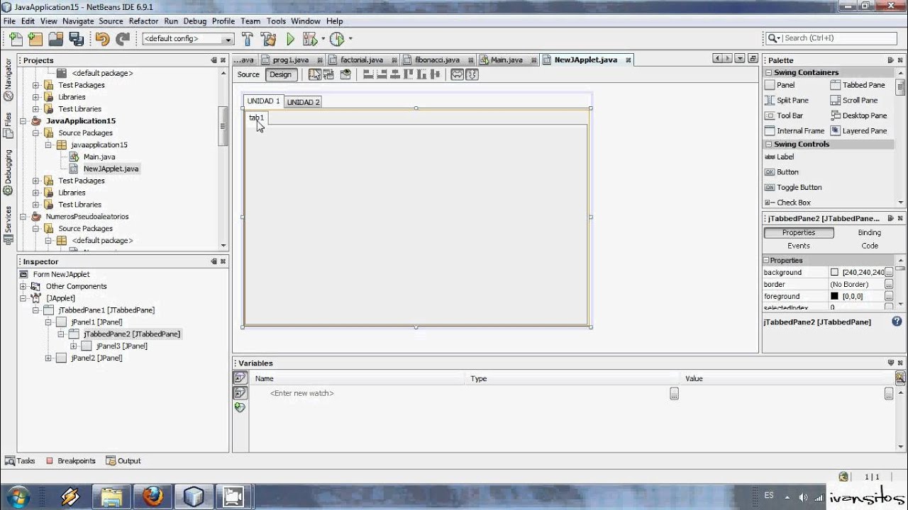 JTabbed Pane en Netbeans Pestañas en un applet y Hola Mundo - YouTube