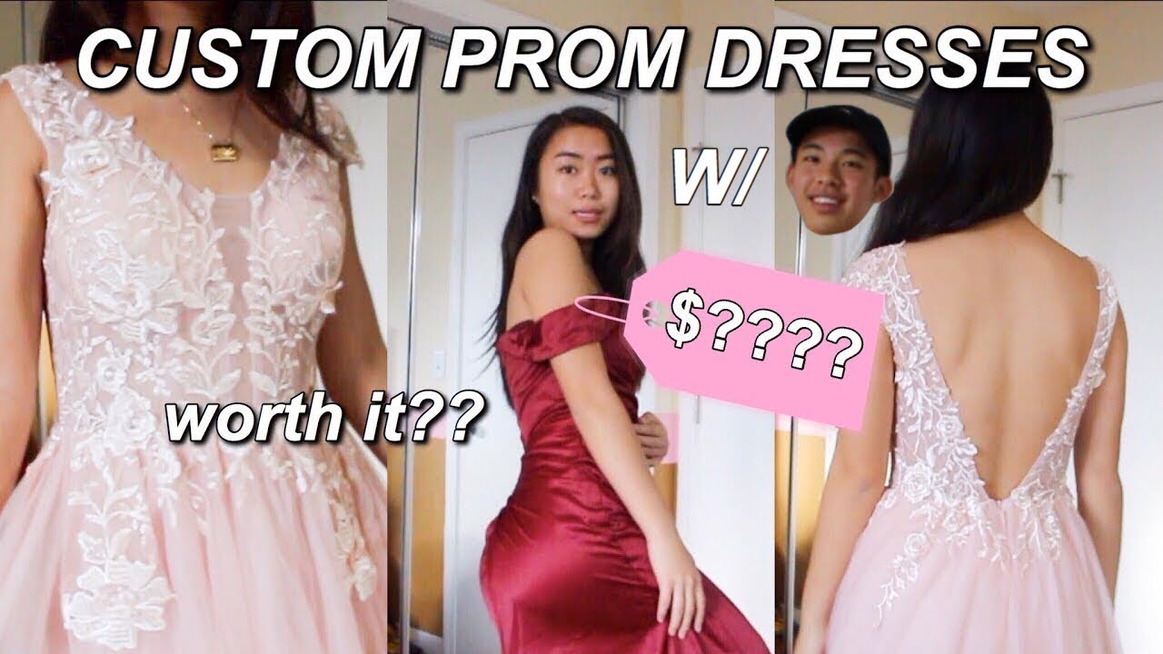 TRYING CUSTOM PROM DRESSES FROM JJ'S HOUSE - YouTube