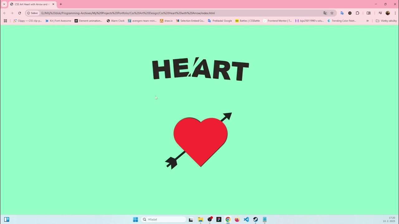 Css Art Heart with Arrow = Html5, Scss - Bem. - YouTube