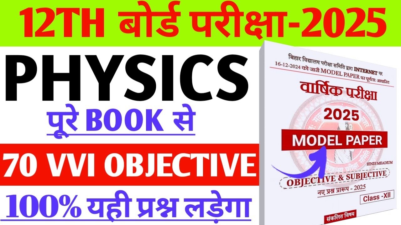 Class 12th Physics Official Model Paper Vvi Objective Question 2025 12th Physics Most Important ...