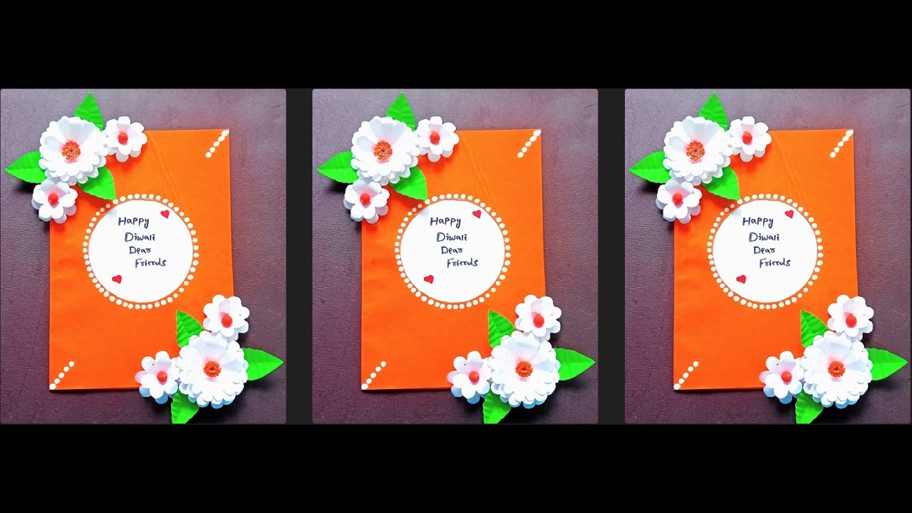 DIY Diwali Greeting Card | Orange Paper Diwali Card Making | How to ...
