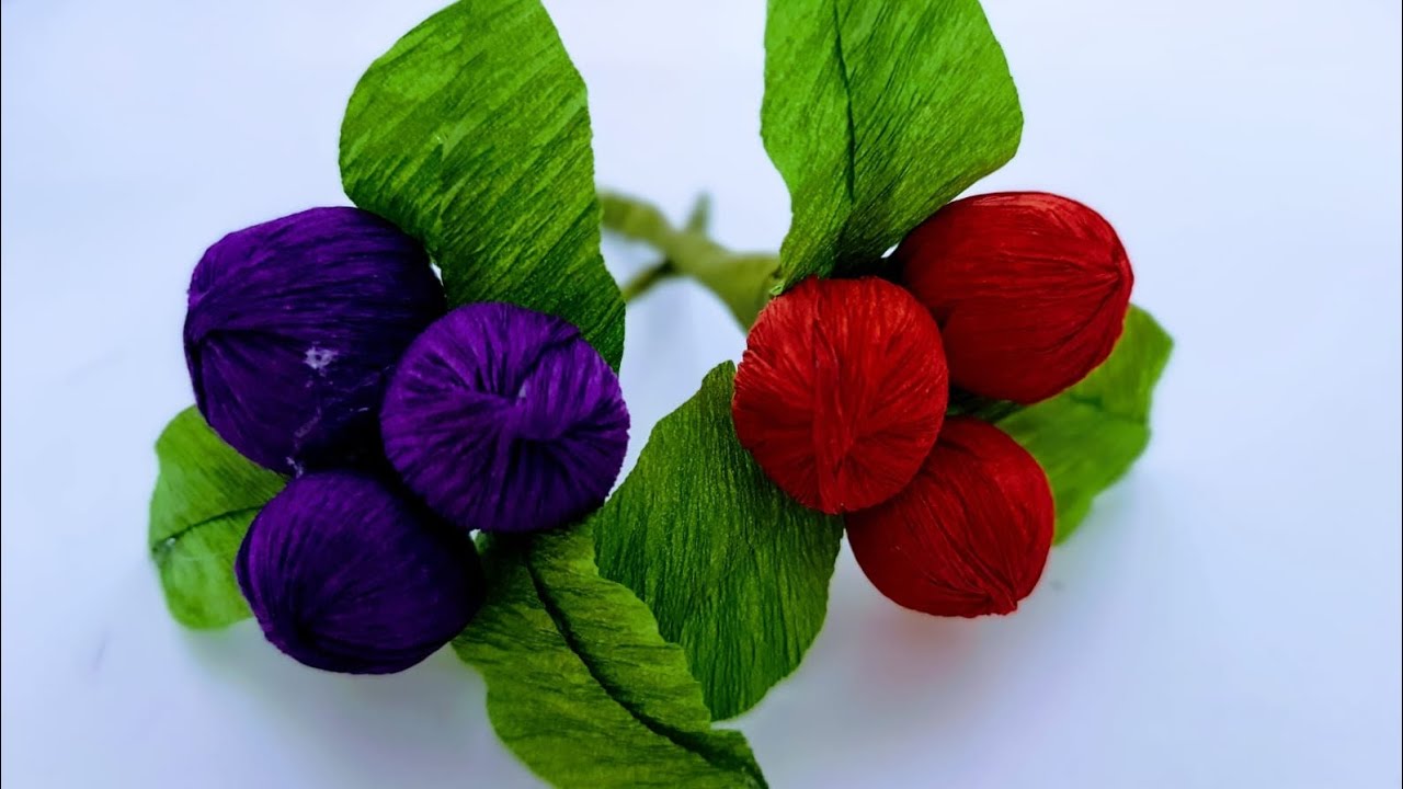 Crafting Crepe Paper Berries: A Burst of Handmade Beauty! 🍒🍒🫐 - YouTube