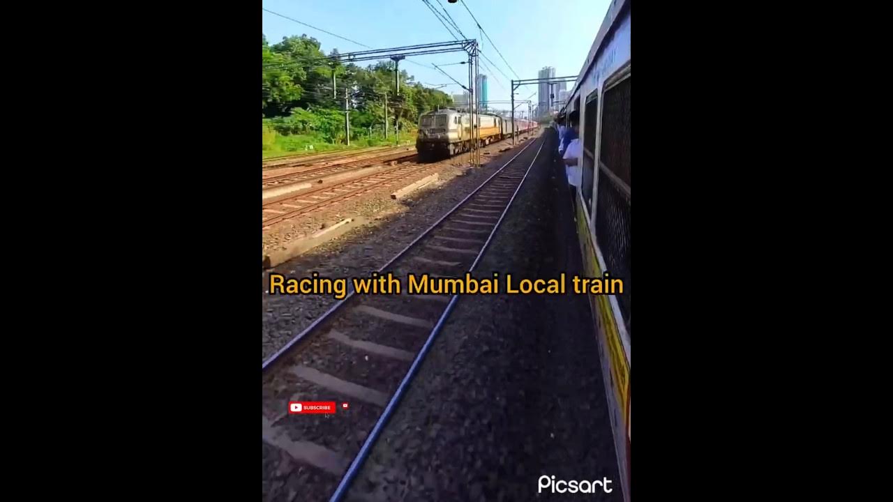 WAP-7 ⚡Mumbai LTT-Lucknow AC Exp racing with Mumbai local #train #shorts #indianrailways # ...