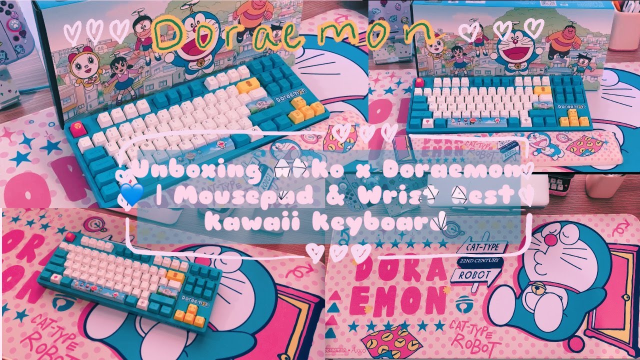 Unboxing Akko x Doraemon keyboard Set | Cute Keyboard 💕| Mousepad ...