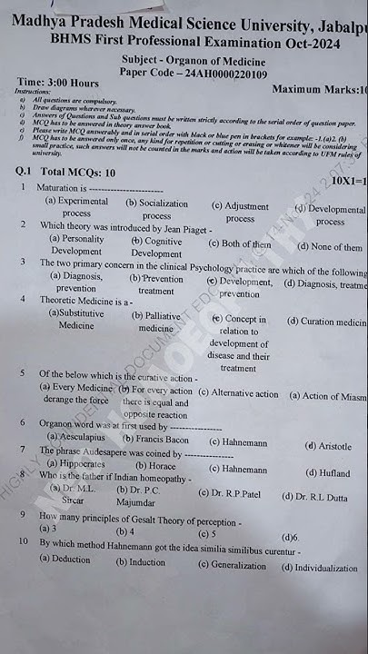 "BHMS 2025: What to Expect in the 1st Year Exam?" - YouTube