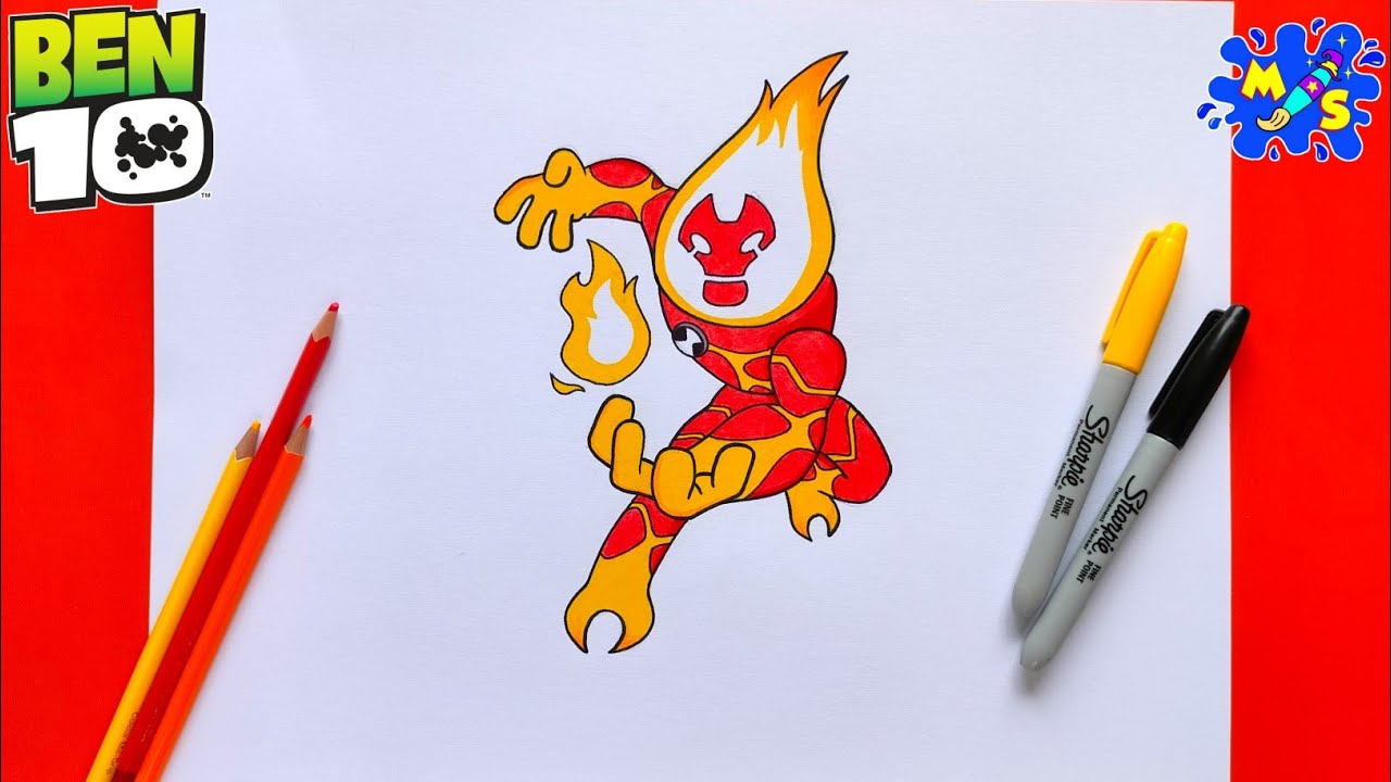 Ben 10 Drawing || How to Draw Heatblast from Ben 10 Reboot - YouTube
