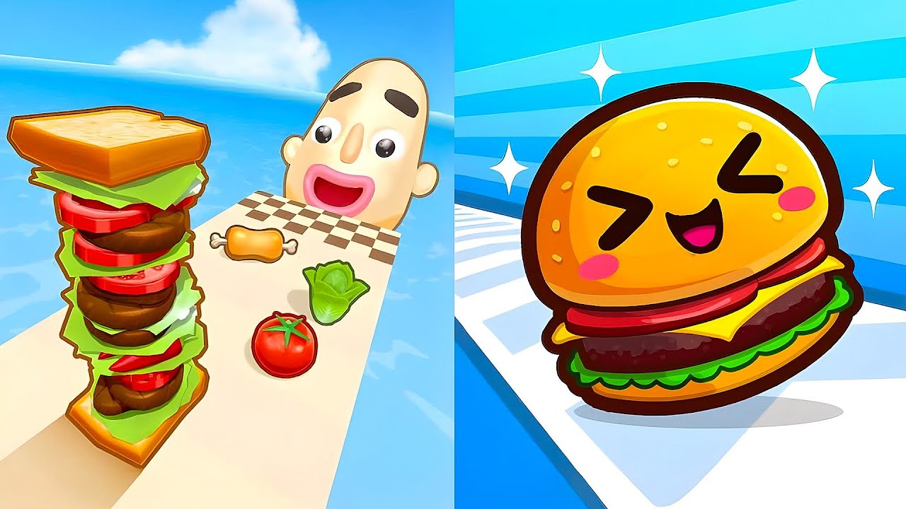 Sandwich Runner VS Food Run - New Update 2025 All levels Gameplay - YouTube