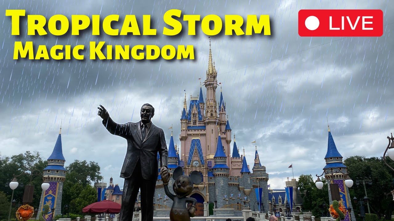 🔴LIVE🔴Tropical Storm Debby Impacts Magic Kingdom with High Winds/Rain ...