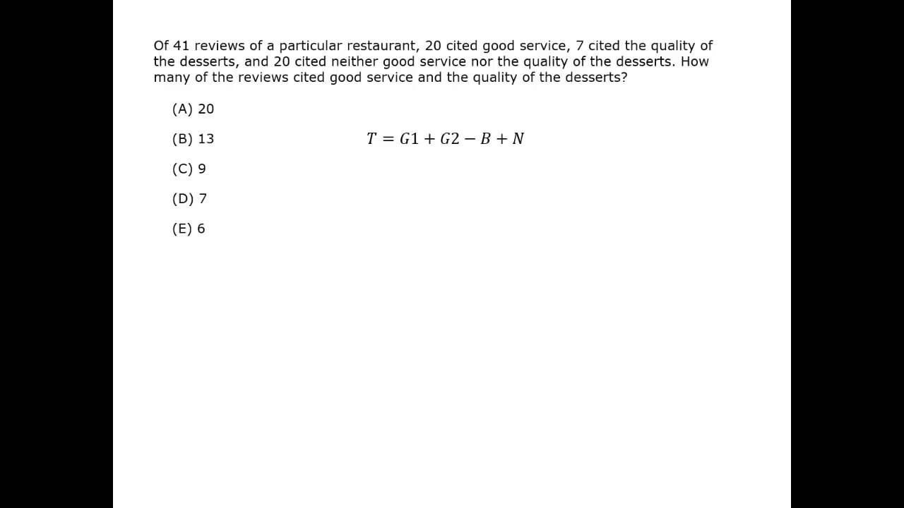 Restaurant Reviews - Overlapping Sets - GMAT Free - GFPS188 - YouTube