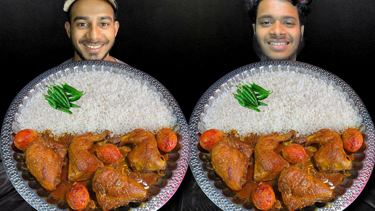 Spicy Chicken with Egg Curry & Rice Eating Challenge || Chicken Curry ...