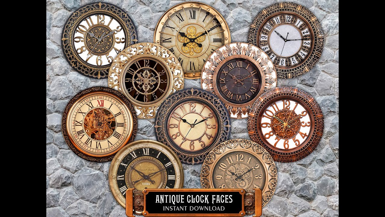 4" Digital Printable Antique Clock Faces - YouTube