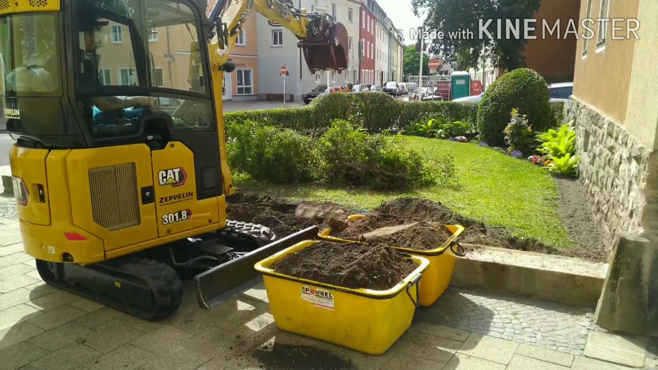 2020 CAT 301.8 mit Multigrip Löffel im Einsatz, Rabatten setzen (Teil 1 ...