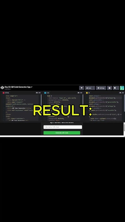 Day 22: QR Code Generator #coding #html #css #javascript #codingforbeginners #fyp #fypyoutube # ...