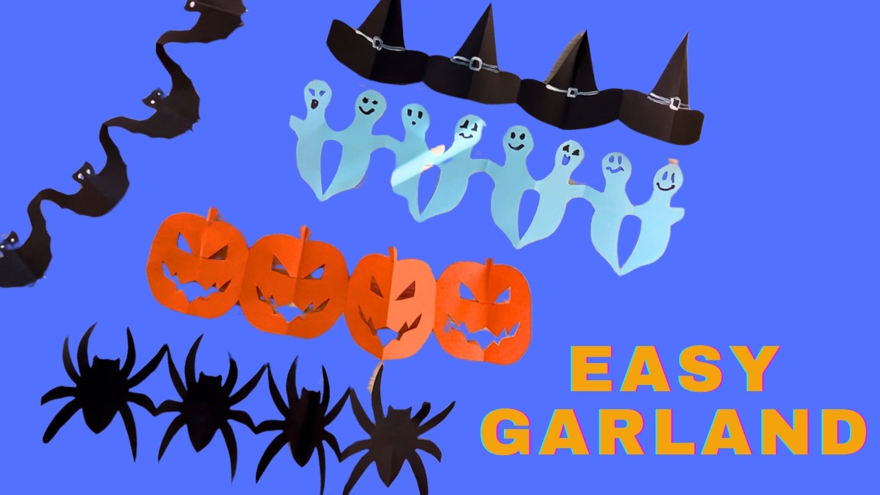 Halloween Garlands: Pumpkin, Bat, Witch Hat, Spider & Ghost - Easy ...