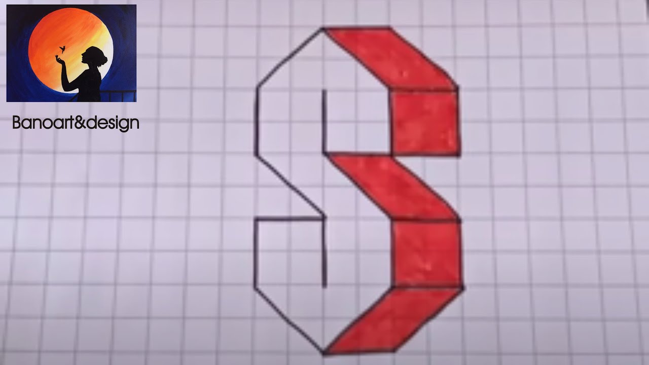 How to draw 3D Letter Drawing - S |banoart&design - YouTube