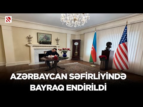 Azərbaycan səfirliyində bayraq endirildi - Azərbaycanın ABŞ-dəki səfirliyində xatirə kitabı açılıb