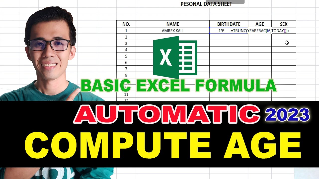 AUTOMATIC AGE COMPUTATION ON EXCEL | MS EXCEL TIPS | TAGALOG VERSION 2023 - YouTube