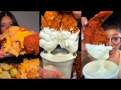 TIKTOK Mukbang Compilation | Dave's Hot Chicken, Wingstop, Raising Cane's, Taco Bell & More!