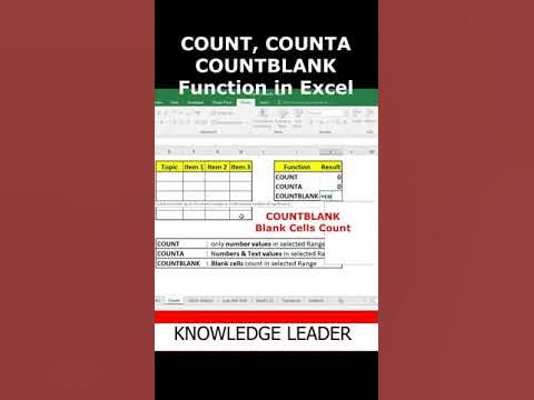 count counta countblank function in excel, function in excel tutorial #shorts shorts video - YouTube