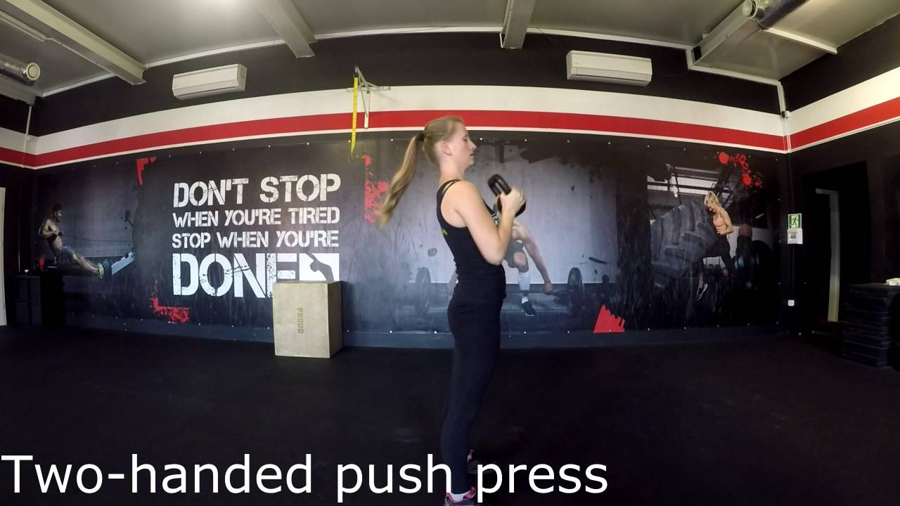 Kettlebell- Two handed push press [w] - YouTube