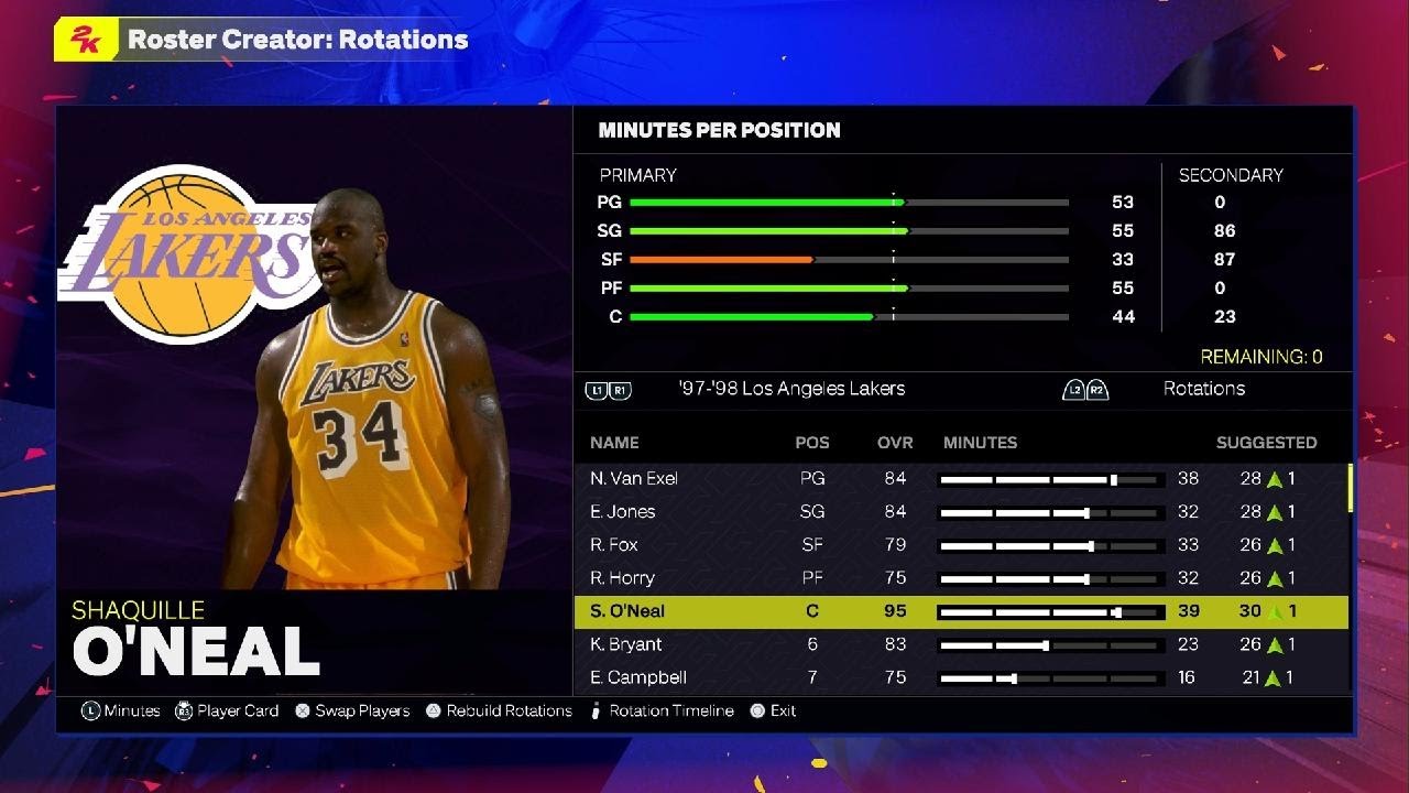 NBA 2K25: Los Angeles Lakers '97-'98 classic team - YouTube