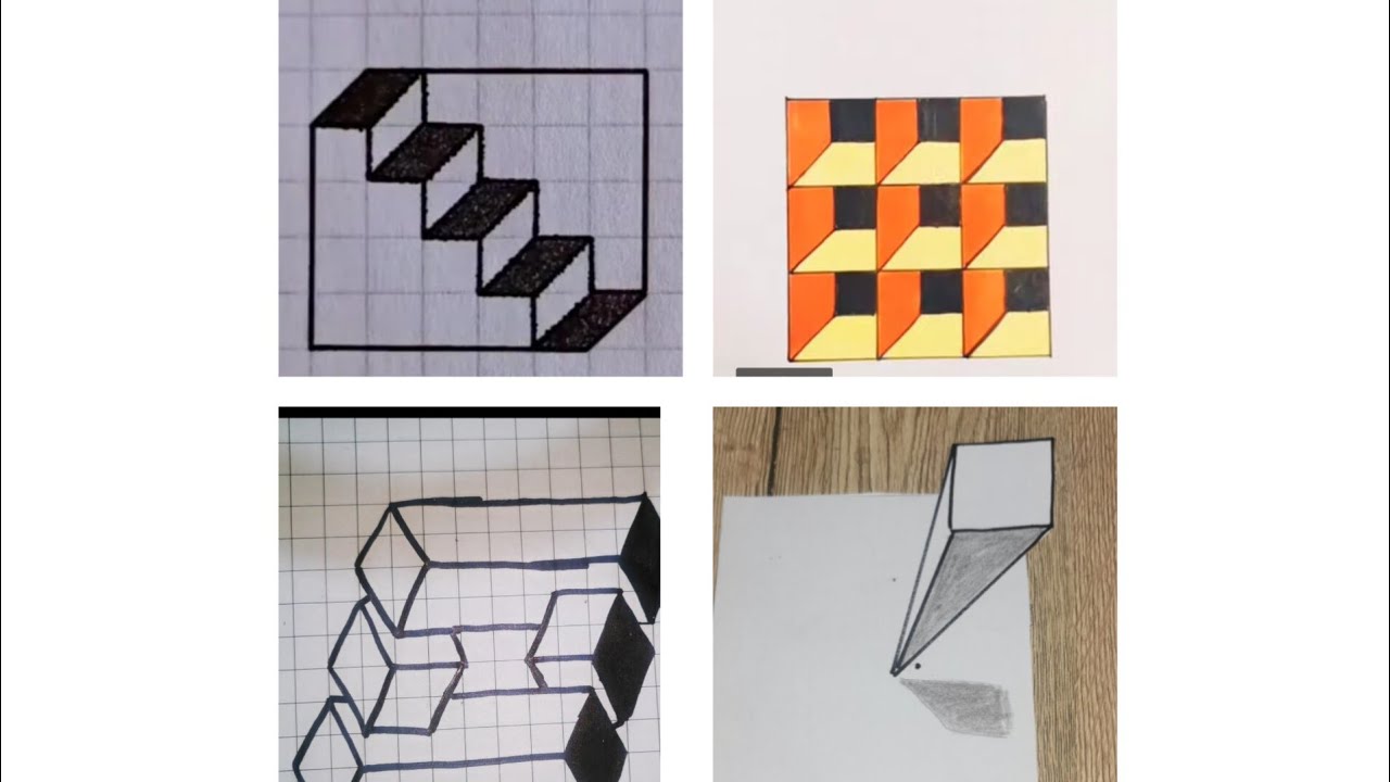 3 Easy 3D Drawing Tutorial ! 😱 Easy 3D illusion Drawing ٹٹوریلس #artist ...