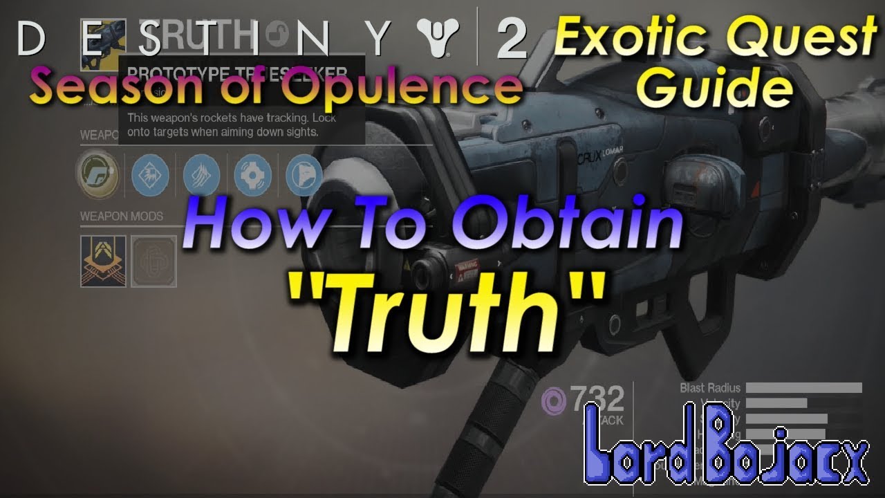 How To Obtain Truth (Exotic Rocket Launcher) | Destiny 2: Season of ...