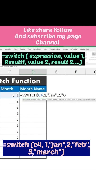 Switch Formula In Excel Expo2023 Youtube Short Exceltutorial Exceltips Viral Youtube