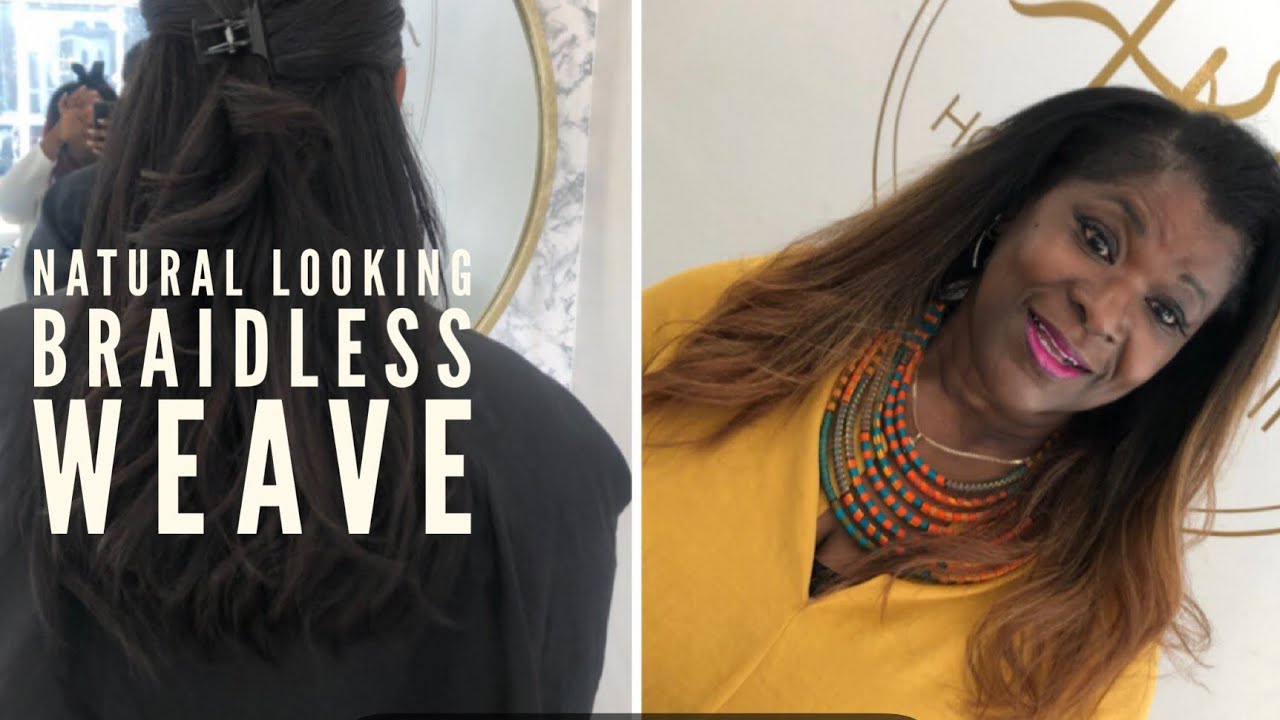 Realistic kinky straight Braidless weave - YouTube