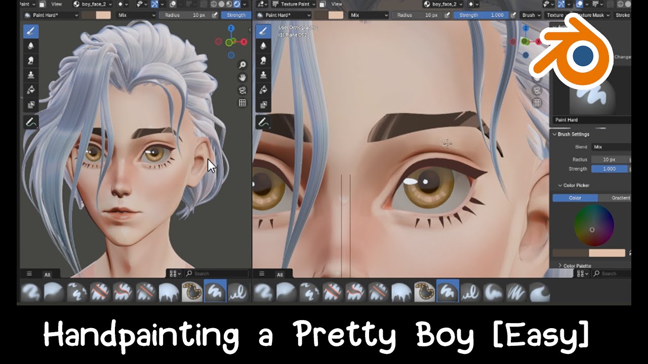 Handpainting A Pretty Boy - Blender Toon Tutorial - ASMR/Soft-Spoken ...