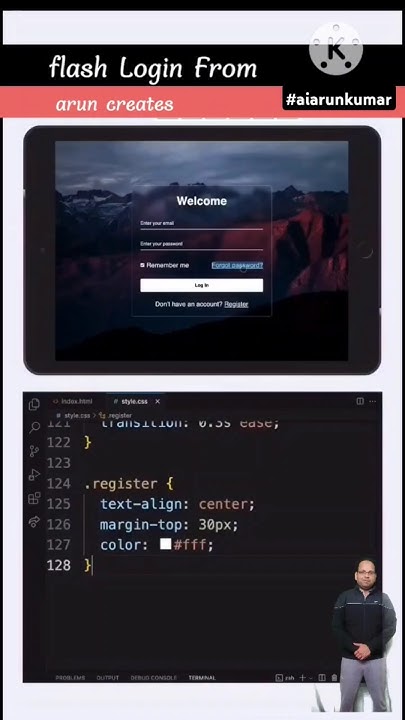 Create Flash Login page | login form | #js #python #html #css #php #aiarunkumar #webdesign - YouTube