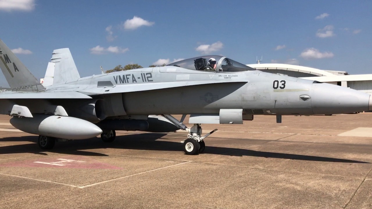 VMFA-112 FA-18 Hornet Taxi Out Love Field - YouTube