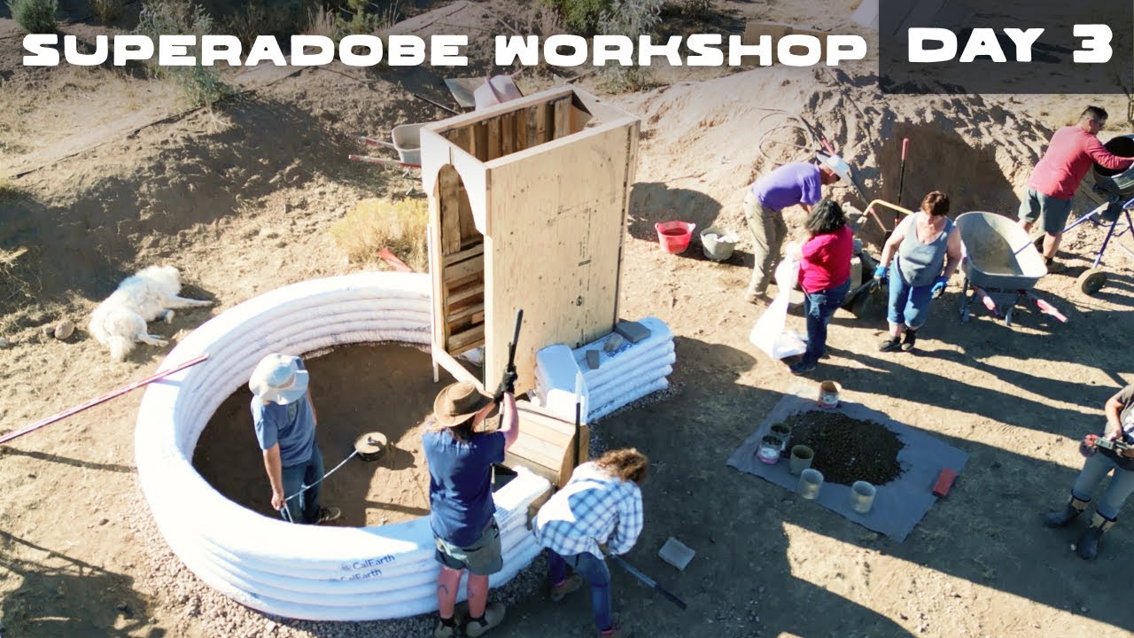 DOOR FORM GOING IN! - Day 3 Building a Superadobe Dome Home - YouTube