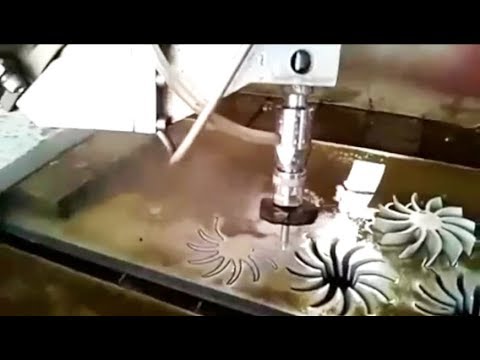 Amazing 5axis waterjet ac cuts turbine blades - YouTube
