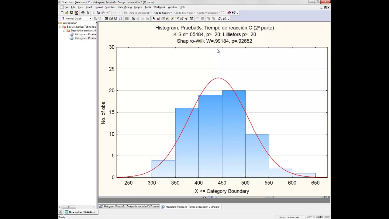 Pruebas de normalidad con STATISTICA - YouTube