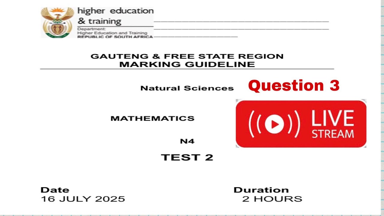 Mathematics N4 Test 2 July 2025 (livestream) | Question 3 - YouTube