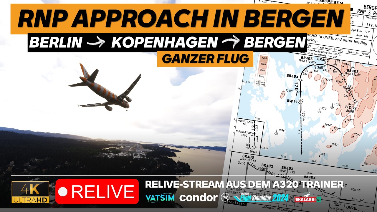 👨‍ ️ RNP-APPROACH IM FENIX A320! Wir fliegen den RNP S (AR) in Bergen ...
