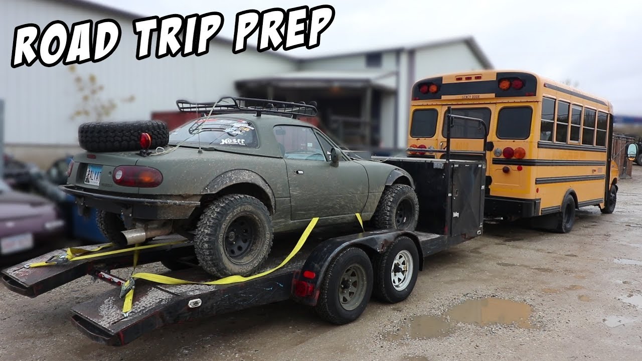 Adventure Bus & Lifted Miata - 1500 Mile Road Trip Prep! - YouTube