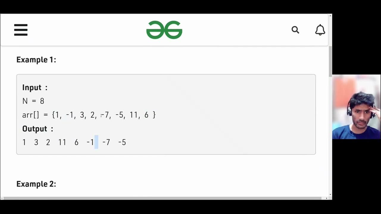 Move All Negative Elements To End Gfg Master Dsa Youtube