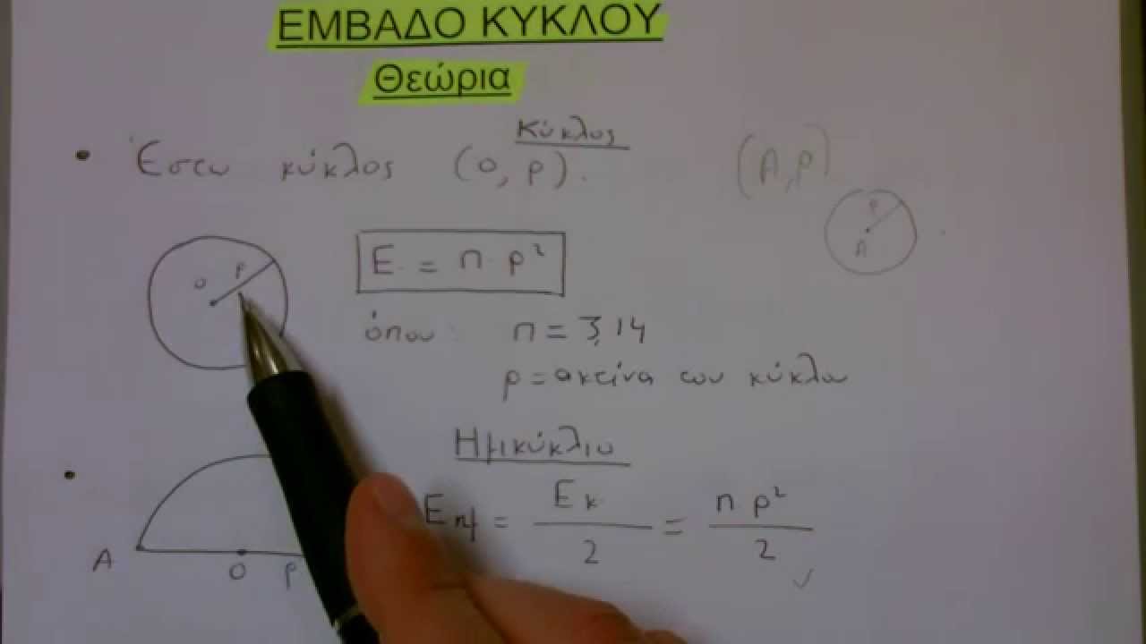 εμβαδο κυκλου(θεωρια) - YouTube