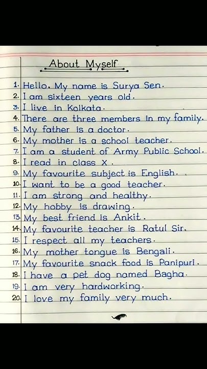 Ten Lines About Myself Short Essay On Myself In English Shorts